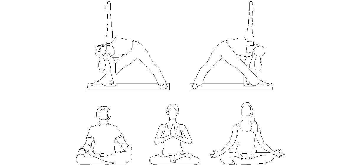 Yoga yapan insanlar - autocad yoga yapan insanlar - dwg yoga yapan insanlar