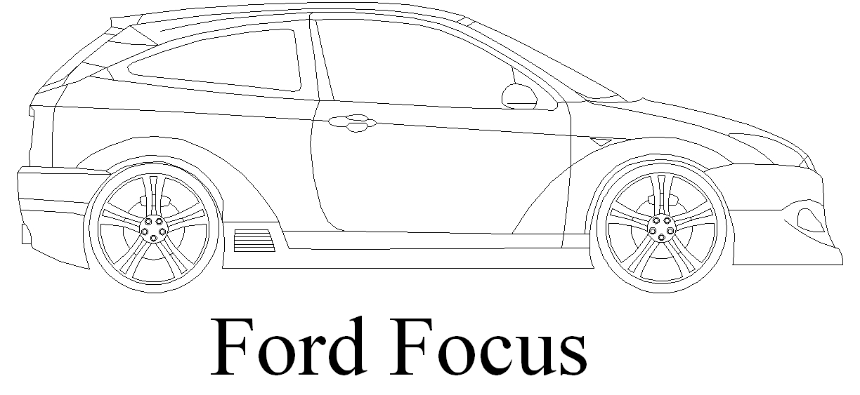 Modifiyeli ford focus çizimi - ford focus blokları - ford focus dwg