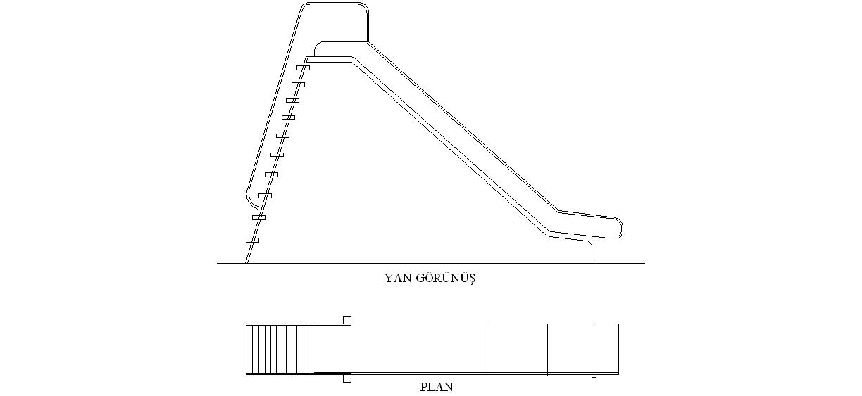 2d kaydırak dwg - 2d kaydırak tefrişi - 2d kaydırak çizimi