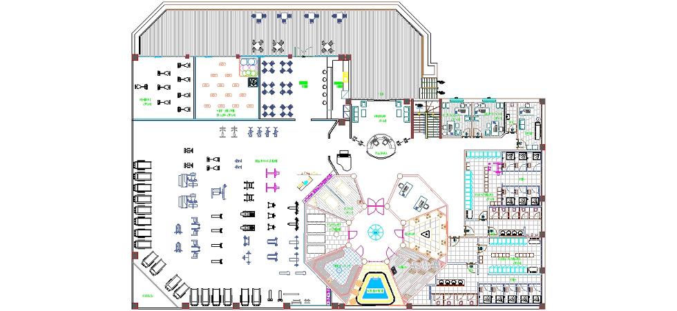 Autocad spa planı - spa plan çizimi autocad - spa projesi autocad