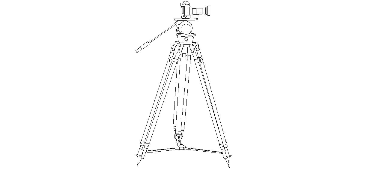 2d tripod dwg çizimi - 2d tripod autocad çizimi - tripod tefrişi dwg